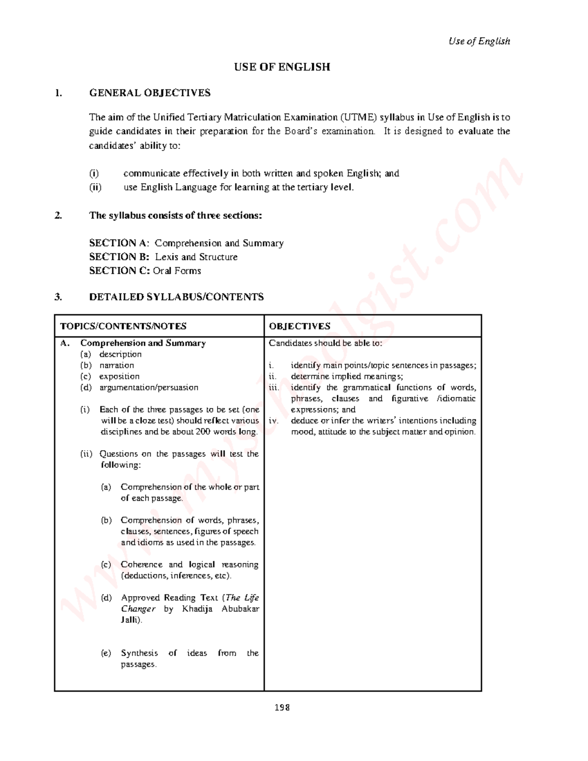 Use of English 1 - Greatest - USE OF ENGLISH 1. GENERAL OBJECTIVES The ...