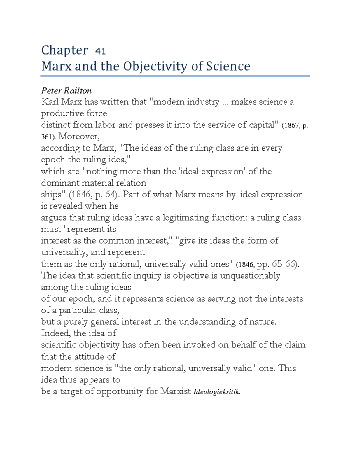 Chapter 41 Marx and the Objectivity of Science - .. makes science a ...