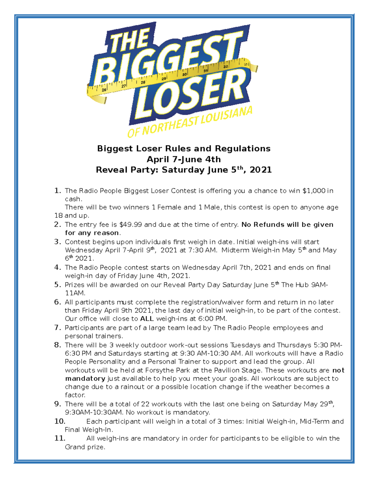 Biggest Loser Rules Regulations 2021 - Biggest Loser Rules and ...