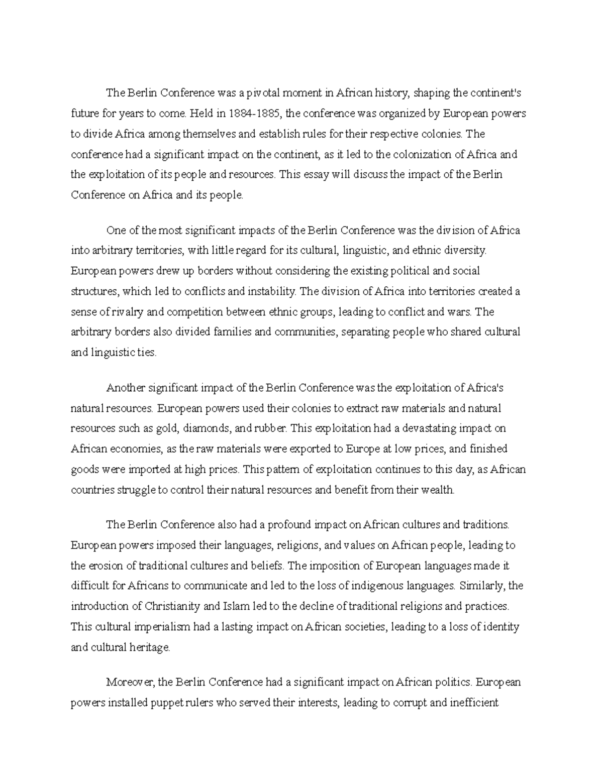 The Impact Of The Berlin Conference On Africa The Berlin Conference