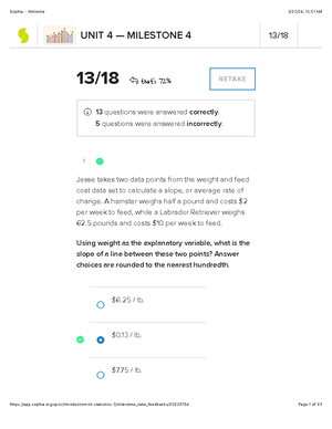 Milestone 4 - Final - N/A - 1 13 / 18 that's 72% RETAKE 13 questions ...