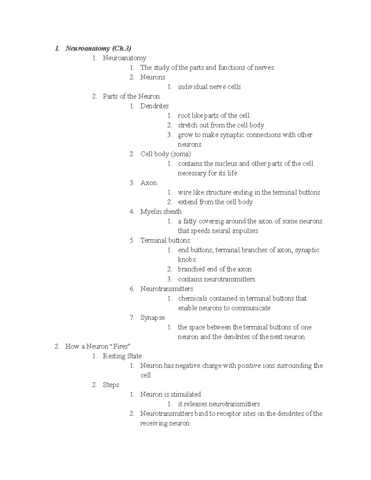 Psychology 1 Chapter 3 Lecture Notes - Neuroanatomy (Ch) Neuroanatomy ...