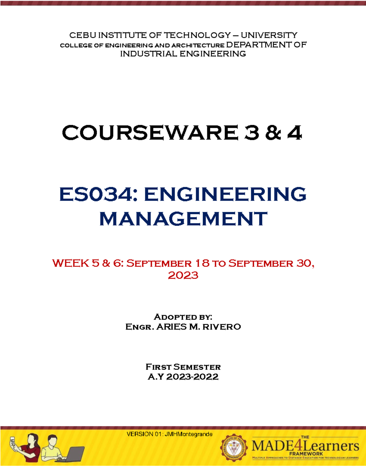 03.1 Courseware W5-6 - Mananagement - CEBU INSTITUTE OF TECHNOLOGY ...
