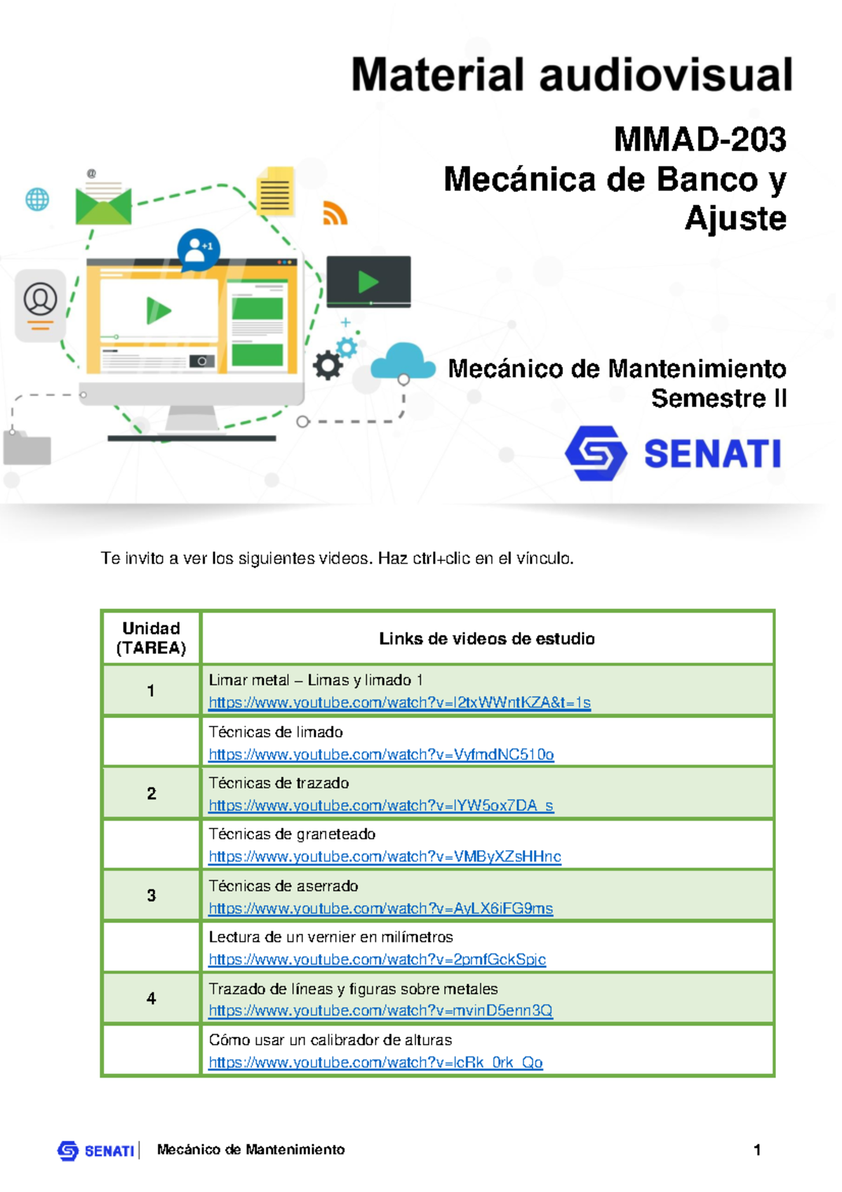 MMAD MMAD-203 Video Banco Y Ajuste - Mecánica de Banco y Ajuste Mecánico de Mantenimiento 1 Te ...