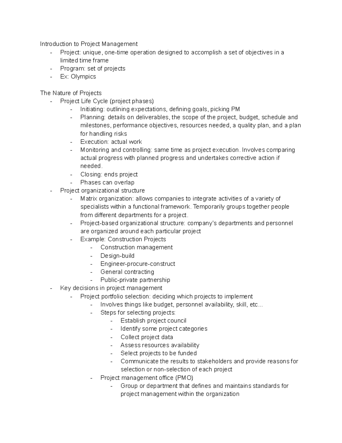COMM 225 Lesson 2 Notes - Introduction to Project Management - Project ...