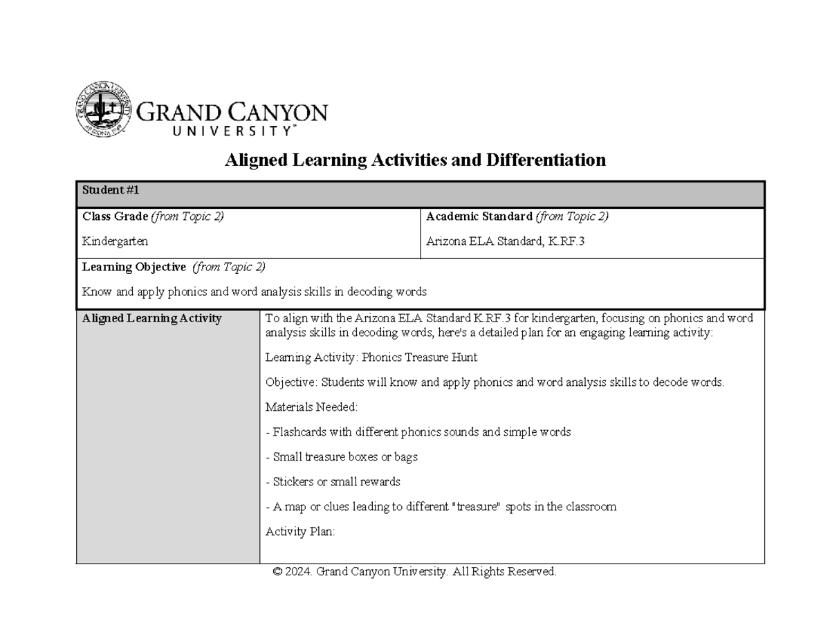 ELM-210-D-T5-Aligned Activities and Differentiation (1) - Aligned ...