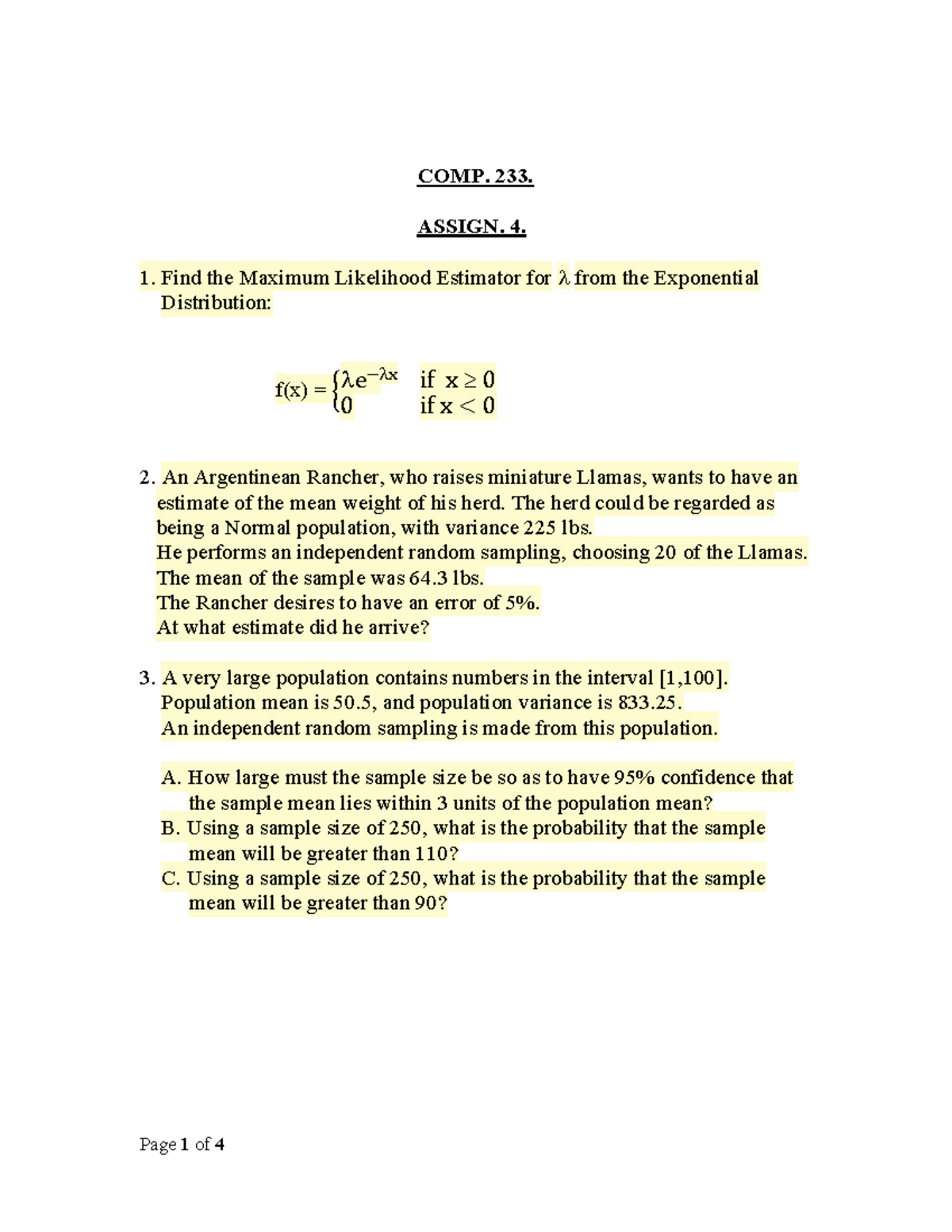 Assign 4 - erwf wef wdf - COMP. 233. ASSIGN. 4. 1. Find the Maximum ...