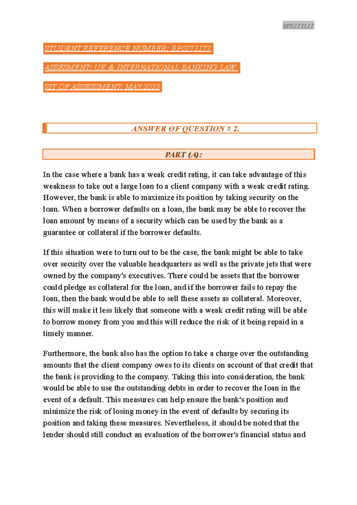 Assessment MAY,2 - good assignment and easy to understand - STUDENT ...