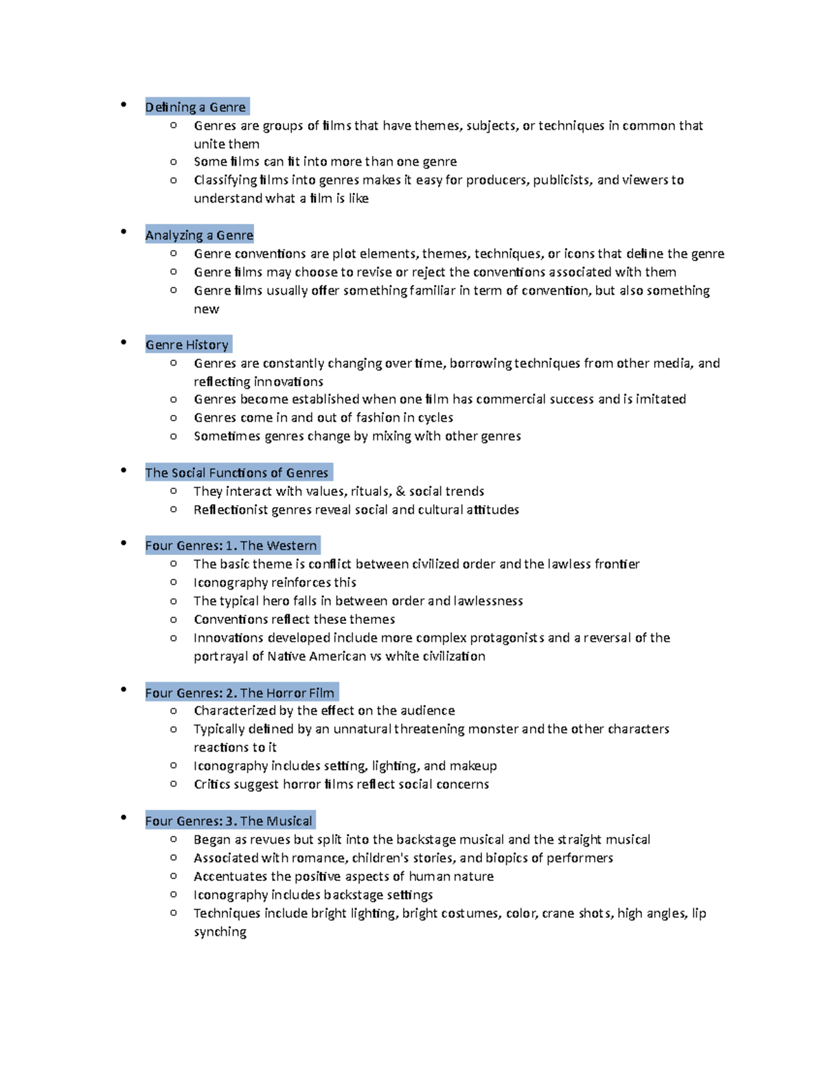 Ch. 9 - Notes - Defining a Genre o Genres are groups of films that have ...