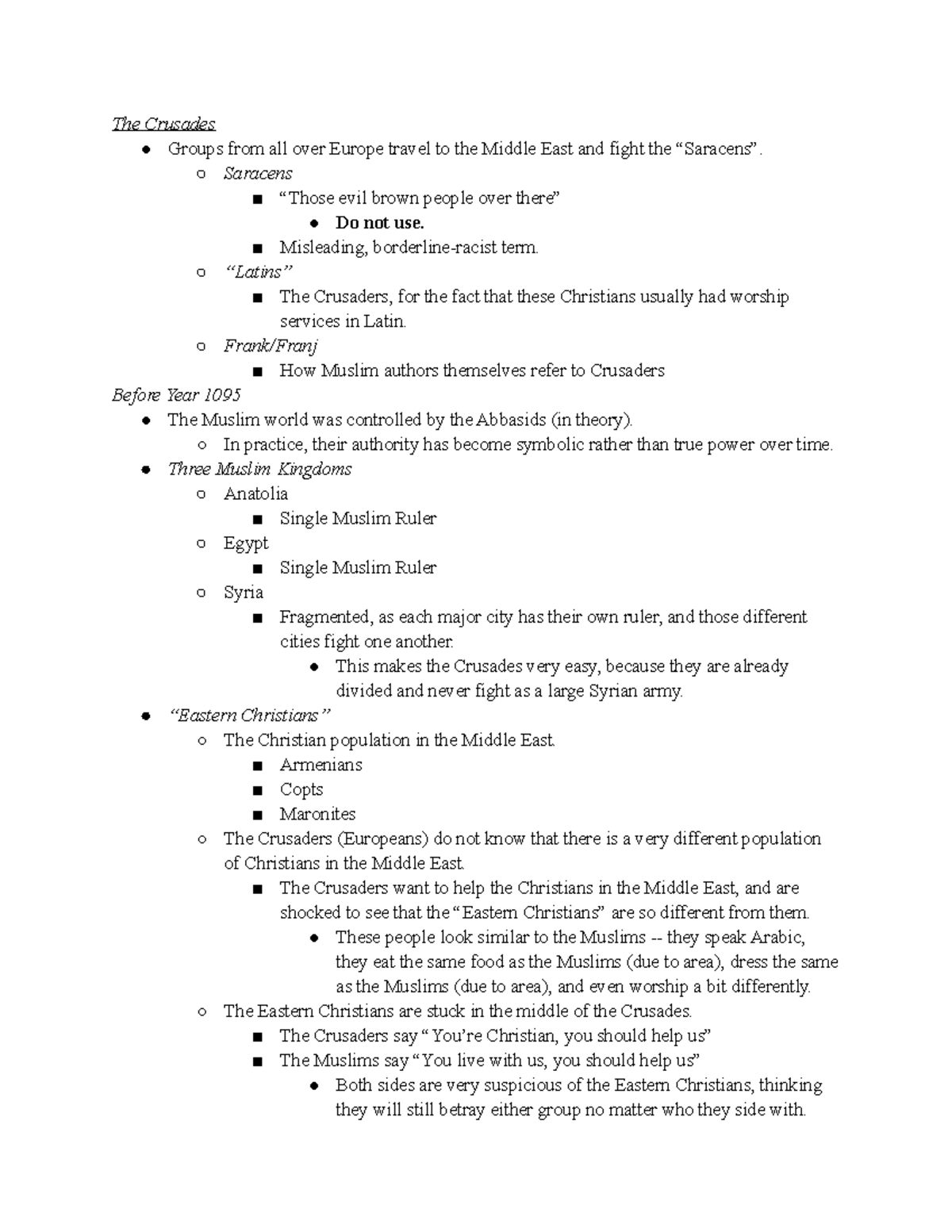 The Crusades - Professor: Nicolas Trepanier - The Crusades Groups from ...