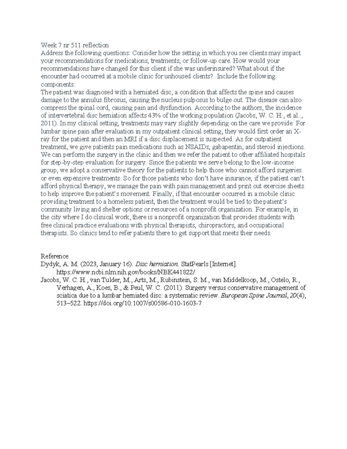 Week 7 NR511 reflection - Week 7 nr 511 reflection Address the ...