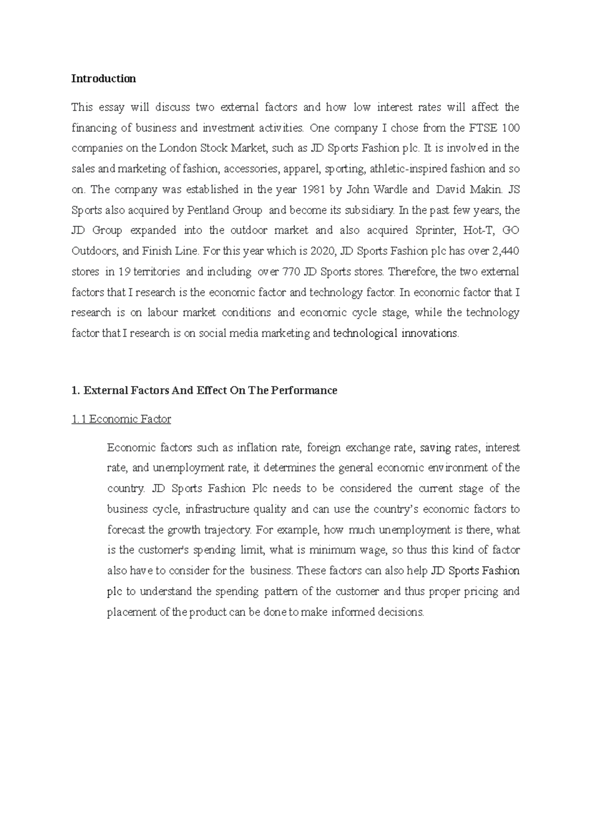 Economic and finance - Introduction 1 This essay will discuss two ...