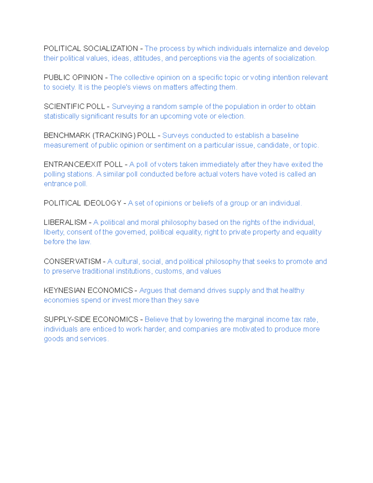 4.1 American Attitudes Vocabulary - POLITICAL SOCIALIZATION - The ...
