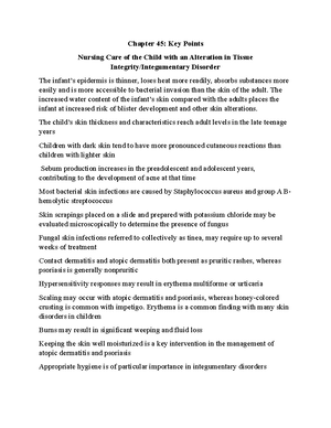 Chapter 38 Key Points - Maternity and Pediatric Nursing - Chapter 38 ...