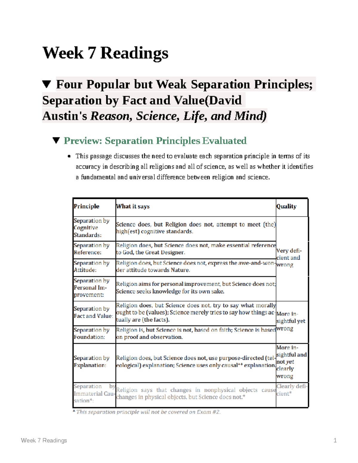 Week 7 Readings - Week 7 Readings Four Popular but Weak Separation ...