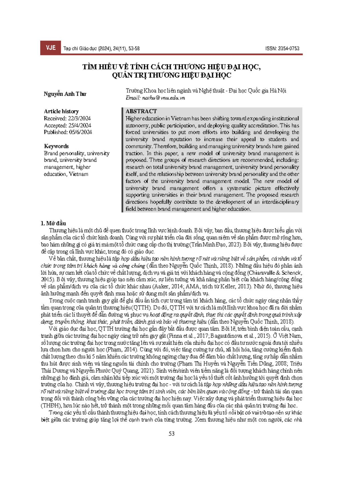 Tm hiu v tnh cch thng hiu i hc qun tr thng hiu i hc - TÌM HIỂU VỀ TÍNH CÁCH THƯƠNG HIỆU ĐẠI HỌC ...
