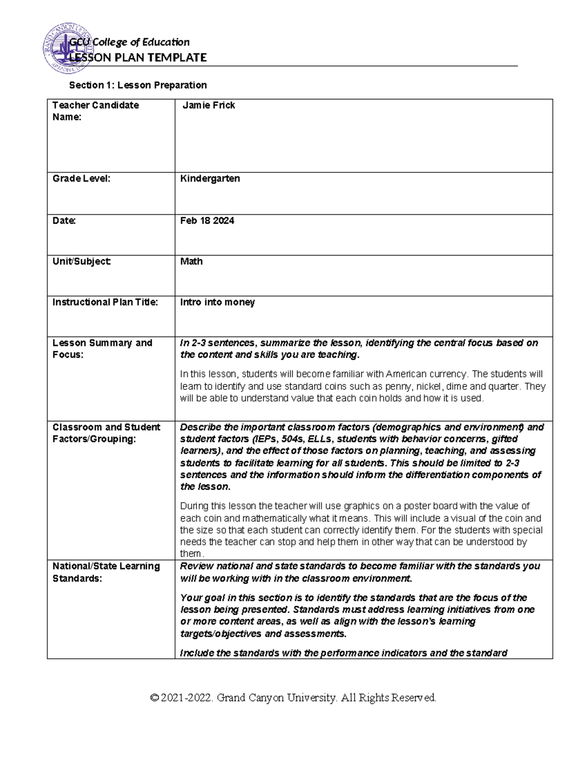 Coe-lesson-plan-template (1) Jfrick - LESSON PLAN TEMPLATE Section 1 ...