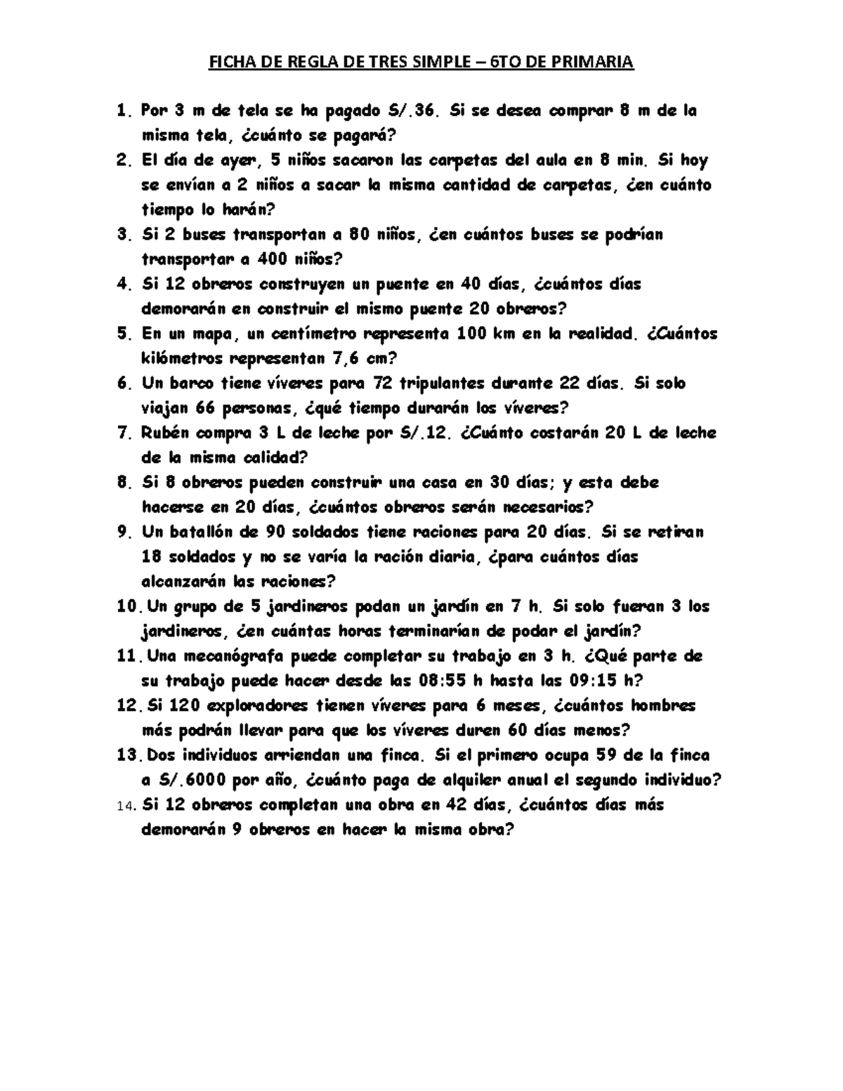 Ficha DE Regla DE TRES Simple 6TOP - FICHA DE REGLA DE TRES SIMPLE ...