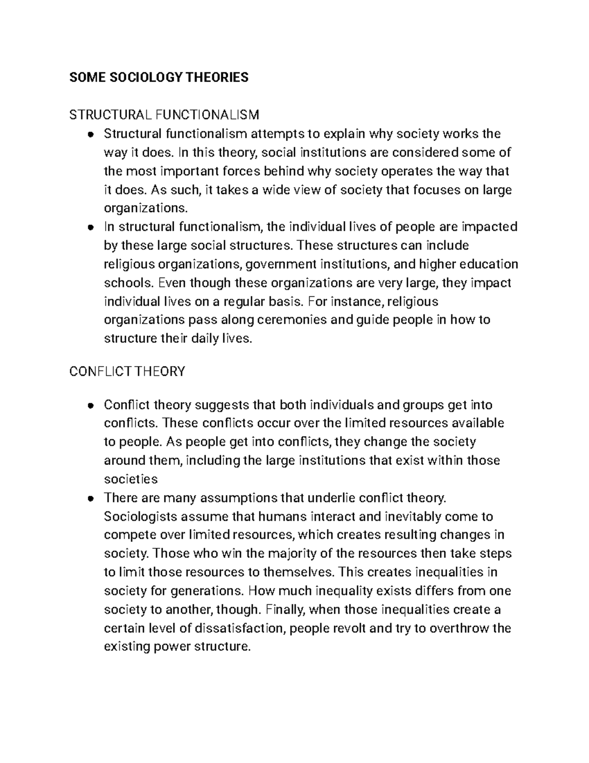 SOME Sociology Theories - SOME SOCIOLOGY THEORIES STRUCTURAL ...