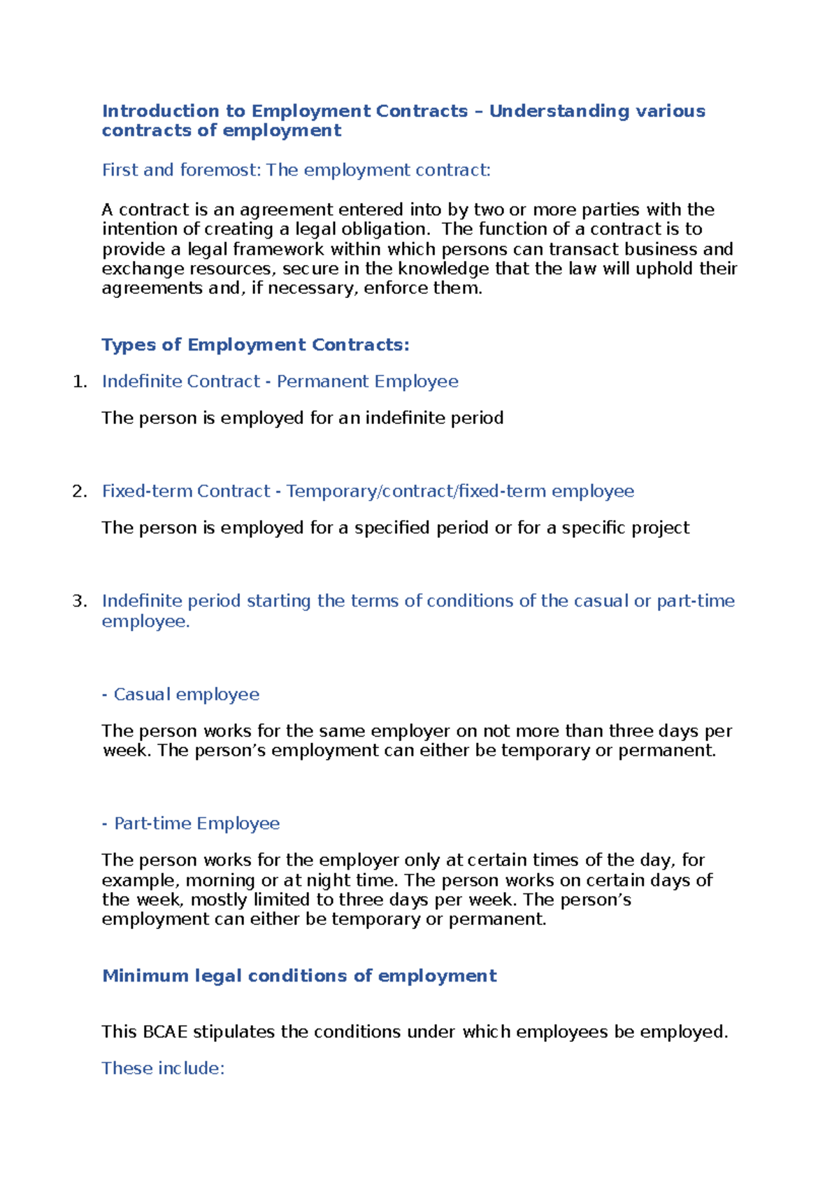 Lfrms 3 taak - Introduction to Employment Contracts – Understanding ...
