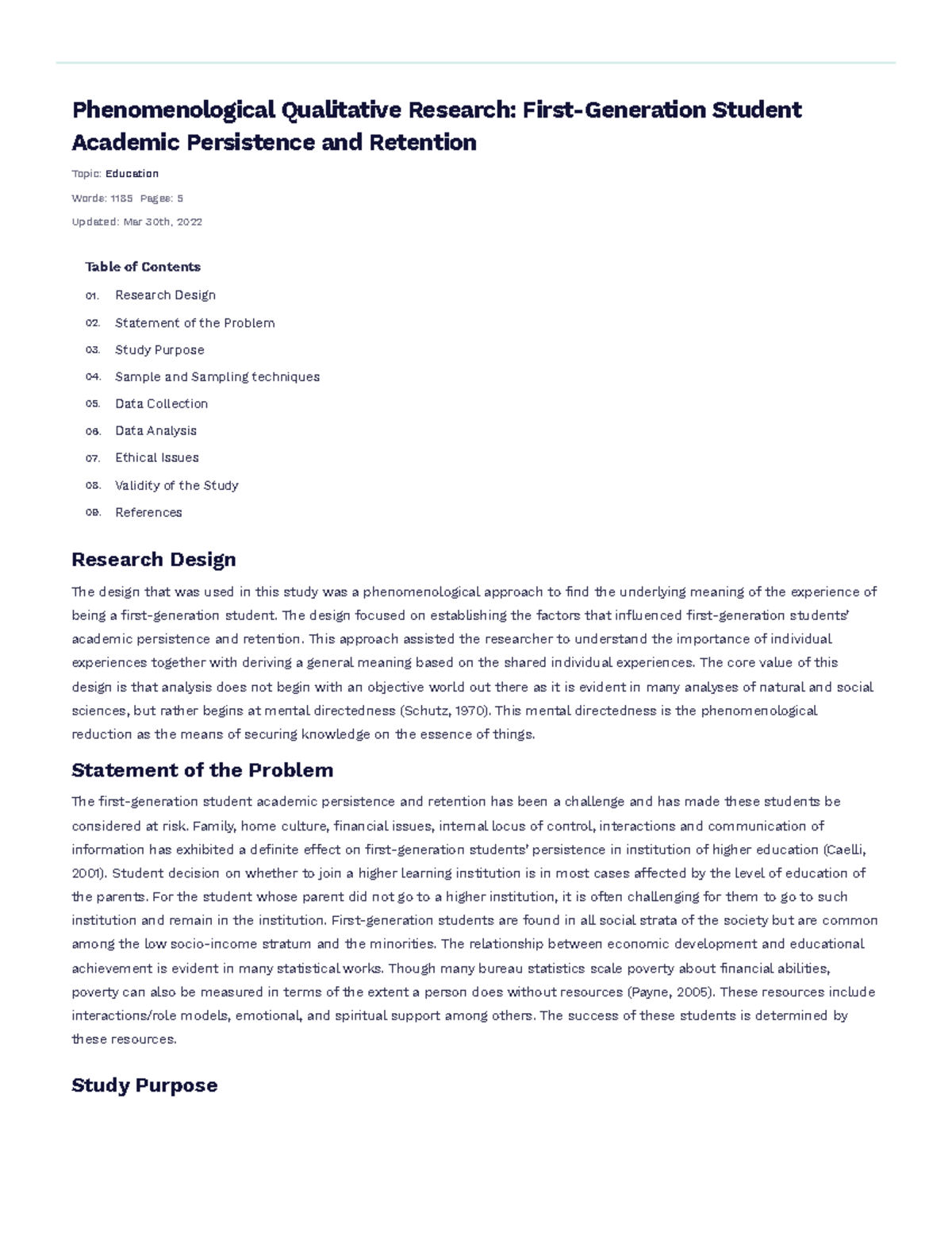 Phenomenological Qualitative Research- First-Generation Student ...