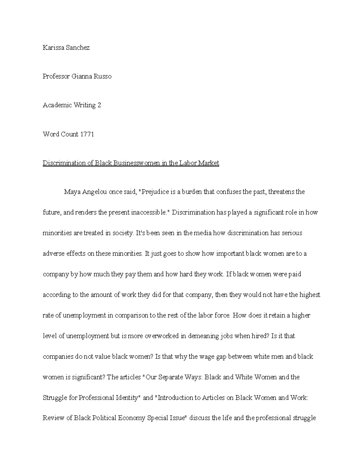 Microsoft Word - Research Paper draft 1 - Karissa Sanchez Professor ...