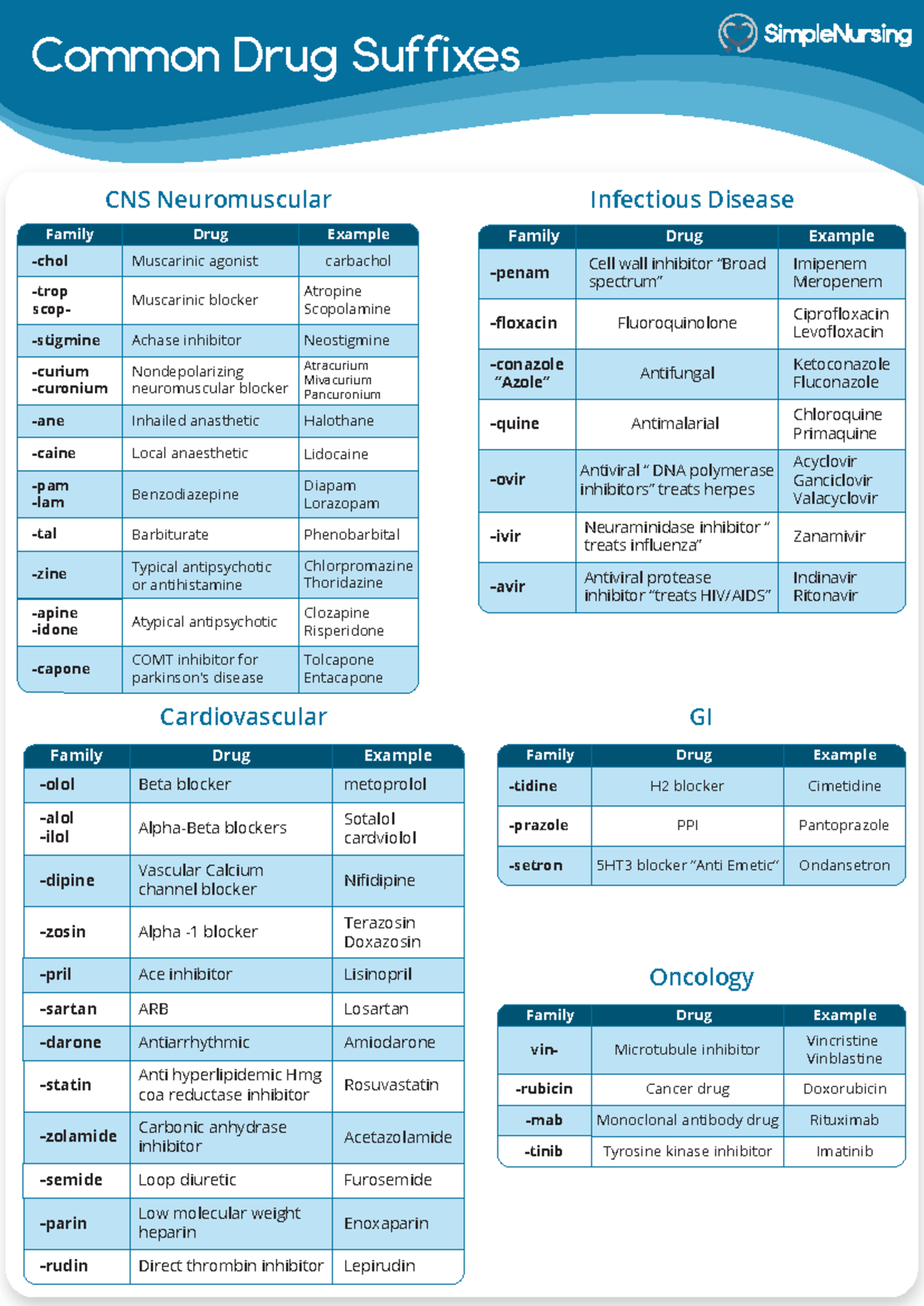 5. Drug Suffixes - phar - Common Drug Suffixes Family Drug Example ...