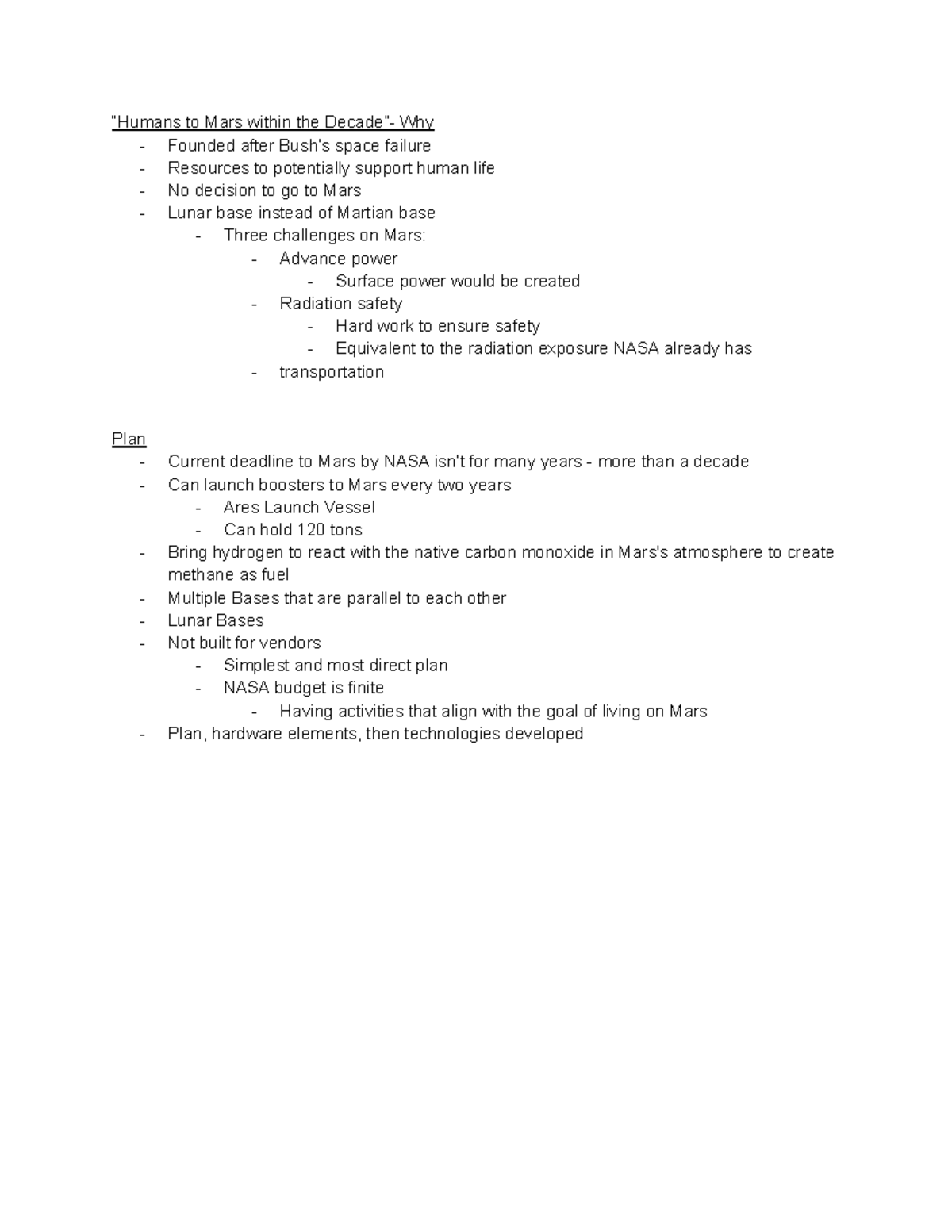 V 09 NASA - Notes over the video shown in Class- watched in class but ...