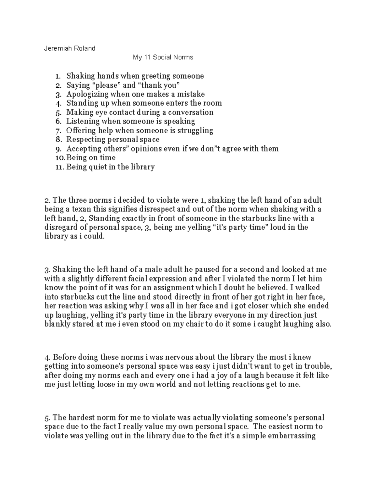 Social Norms - Jeremiah Roland My 11 Social Norms Shaking hands when ...