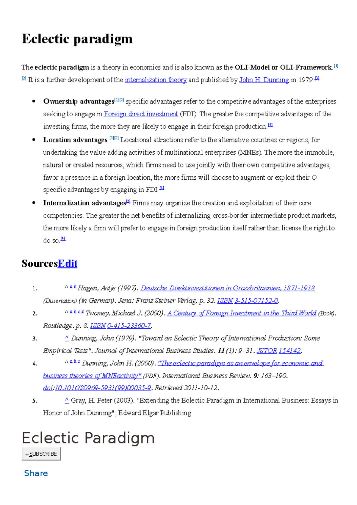 Zarrin - Lecture notes 3 - Eclectic paradigm The eclectic paradigm is a ...