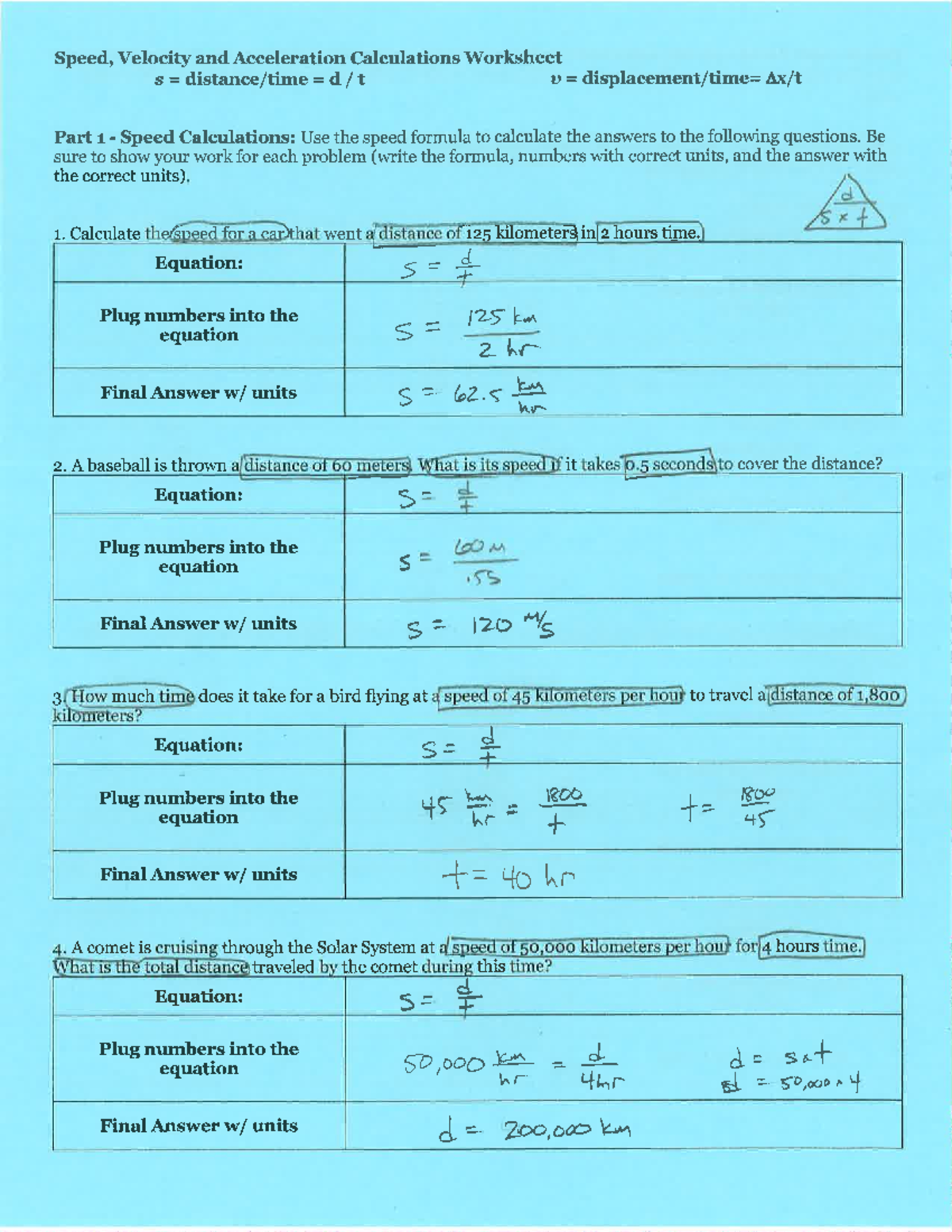 Speed Velocity Acceleration Solutions - Computer Science - Studocu
