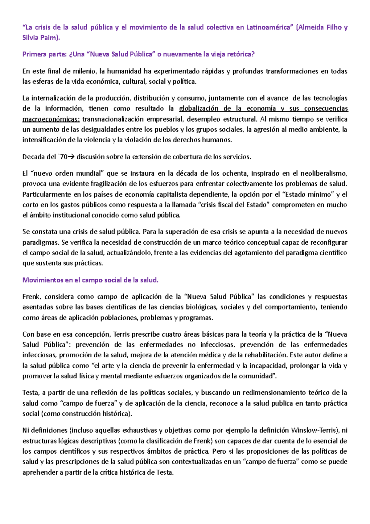 La Crisis De La Salud Pública Y El Movimiento De La Salud Colectiva En 6589