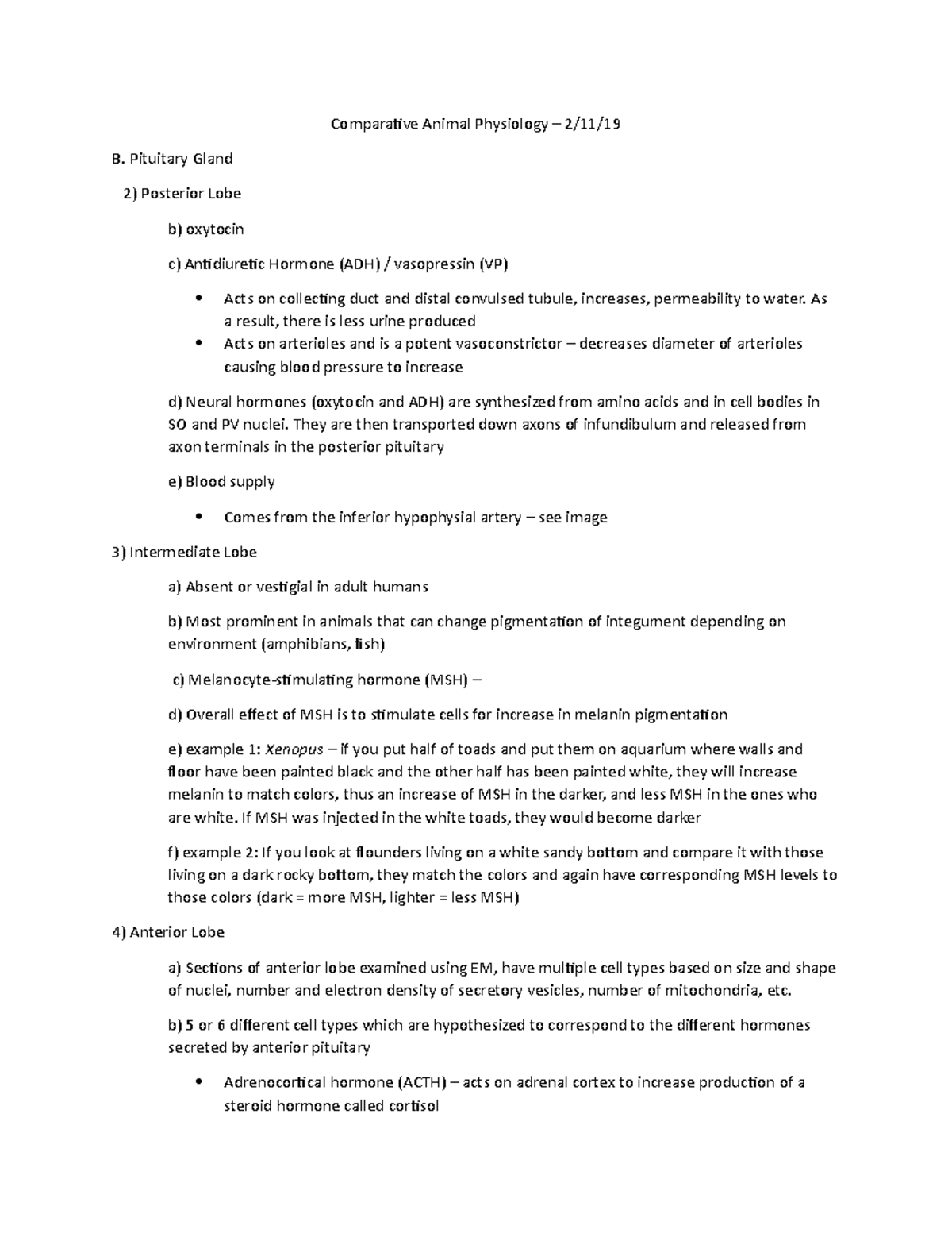 Comparative Animal Physiology Lecture Notes 2-11-19 - Comparative ...