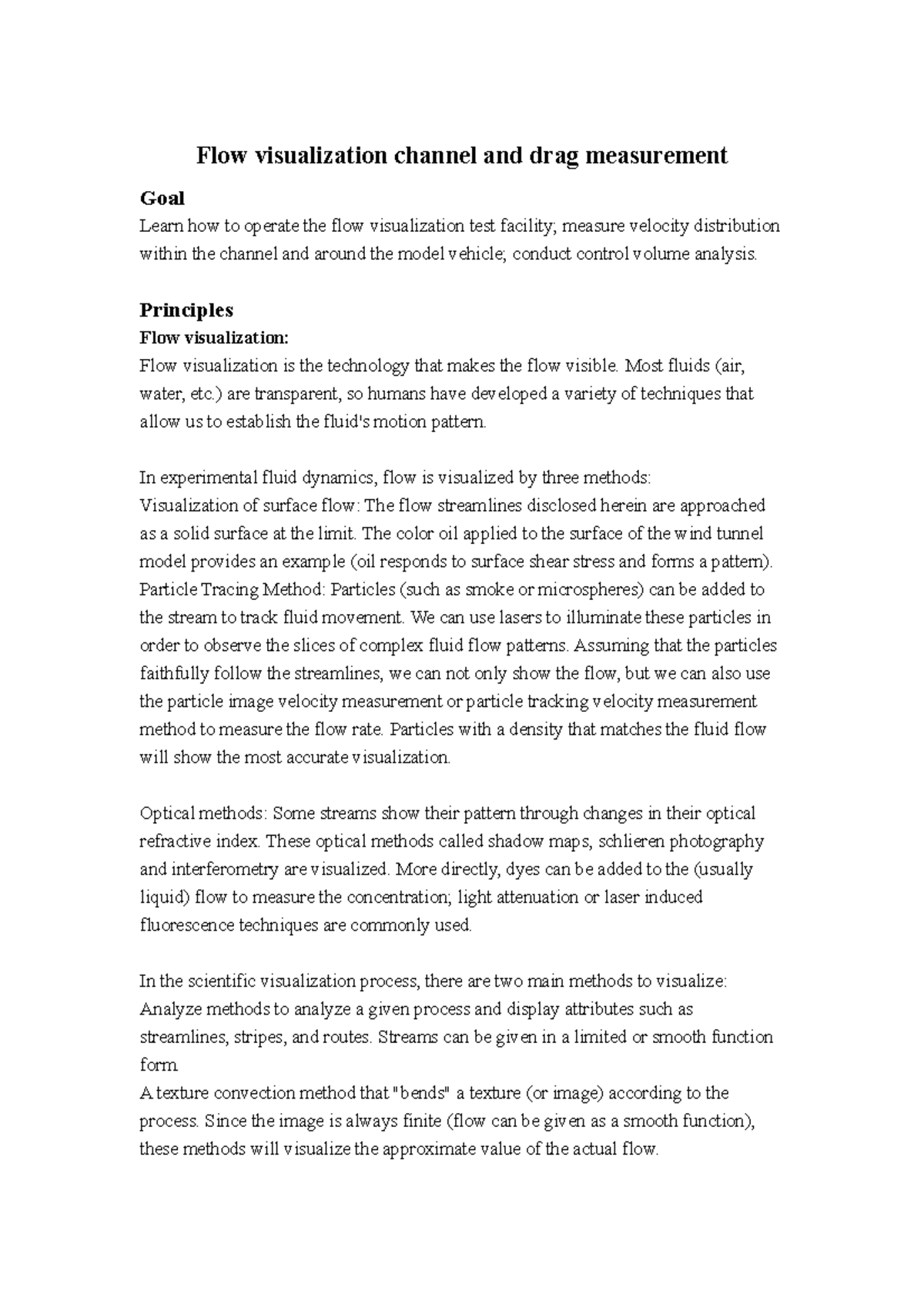 Report 5 Flow visualization channel and drag measurement - Flow ...