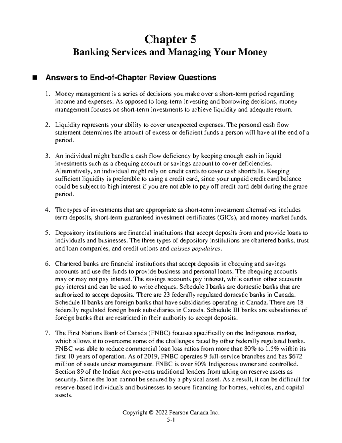 Chapter 5 Solutions - Copyright © 2022 Pearson Canada Inc. Chapter 5 ...