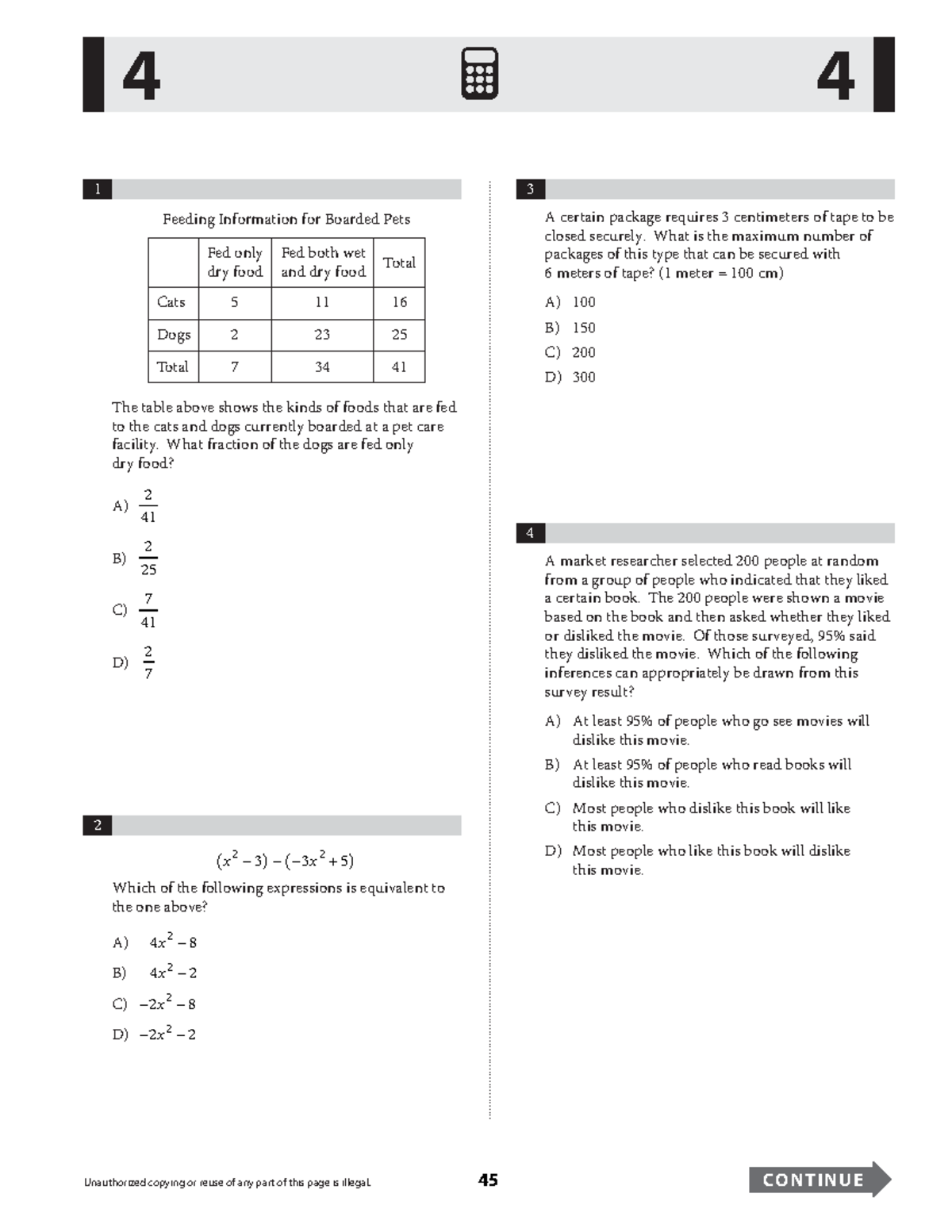 Math hard test - this gives additional information - 1 Cats Dogs Total ...