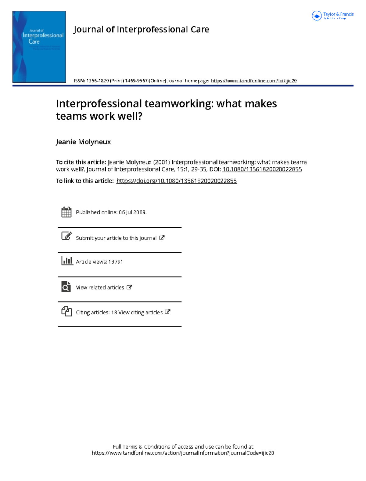 Interprofessional teamworking what makes teams work well - 1080 ...