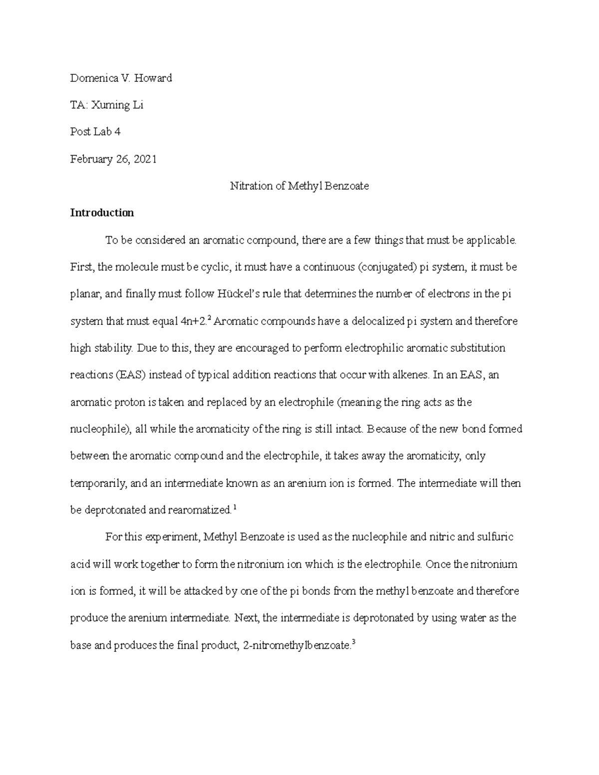 Post lab 6 - post lab report - Domenica V. Howard TA: Xuming Li Post ...