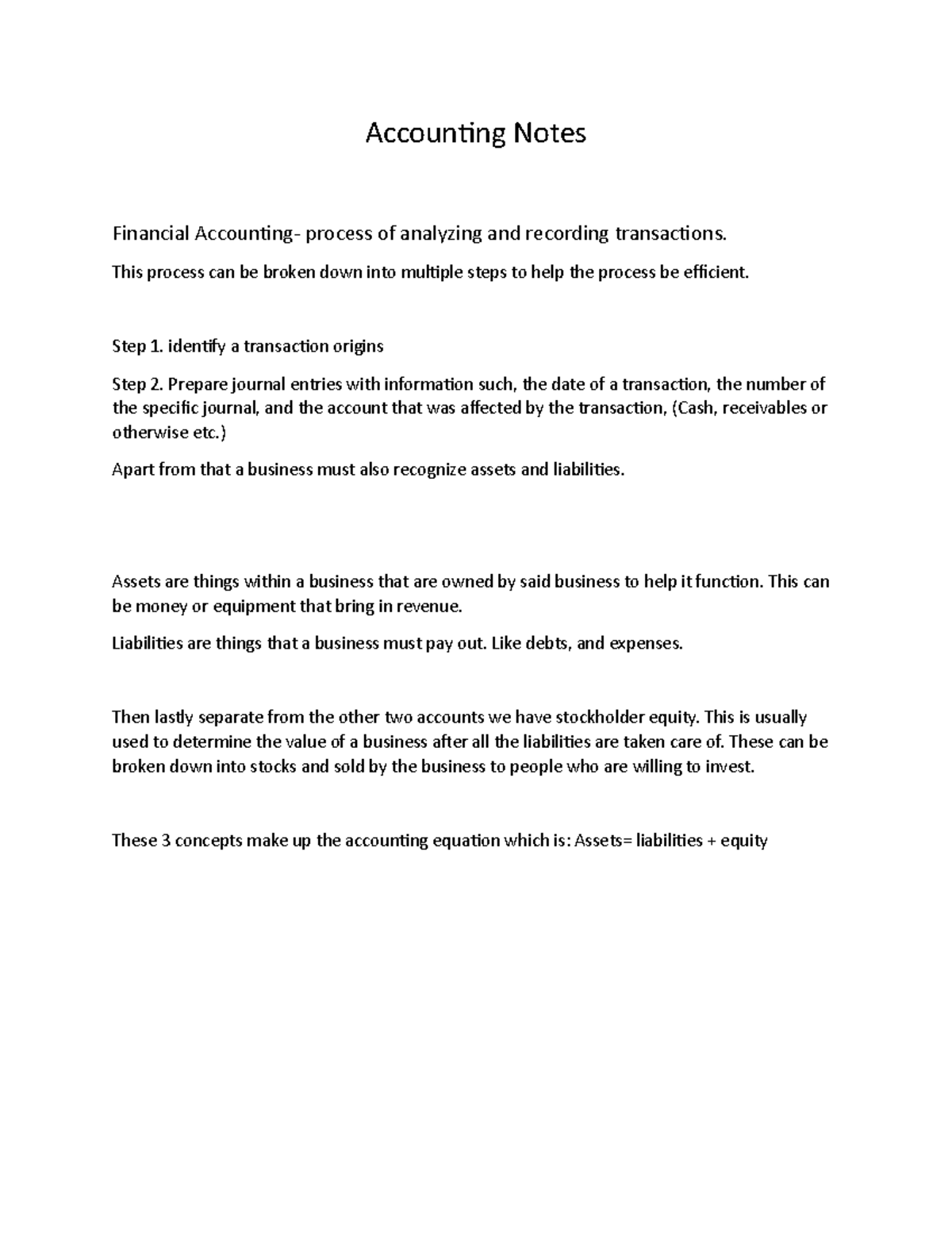 Accounting Notes - Accounting Notes Financial Accounting- process of ...