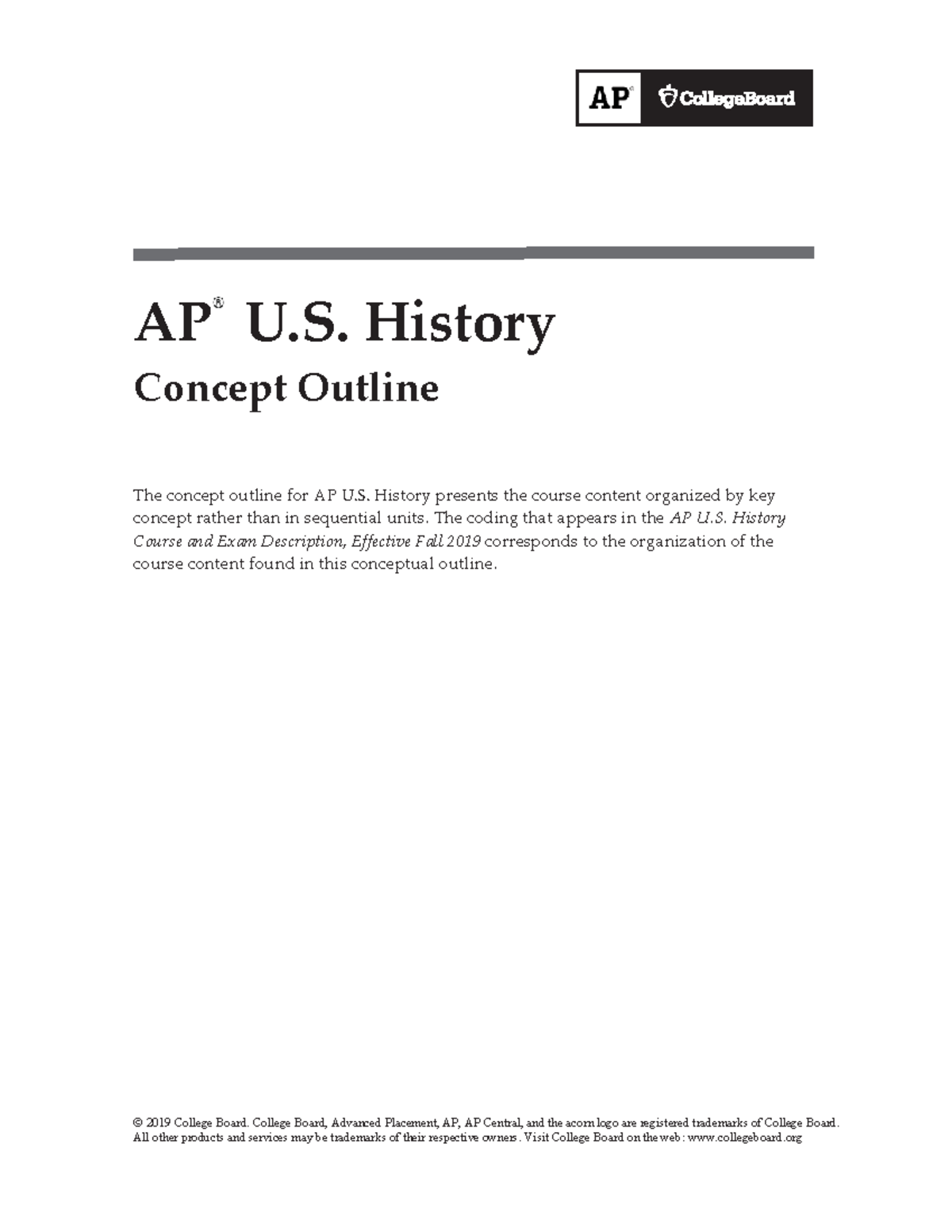 Ap us history concept outline effective fall 2019 - AP U. History ...