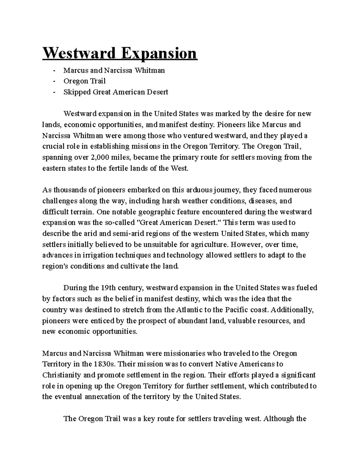 Westward Expansion influence in the US - Westward Expansion Marcus and ...