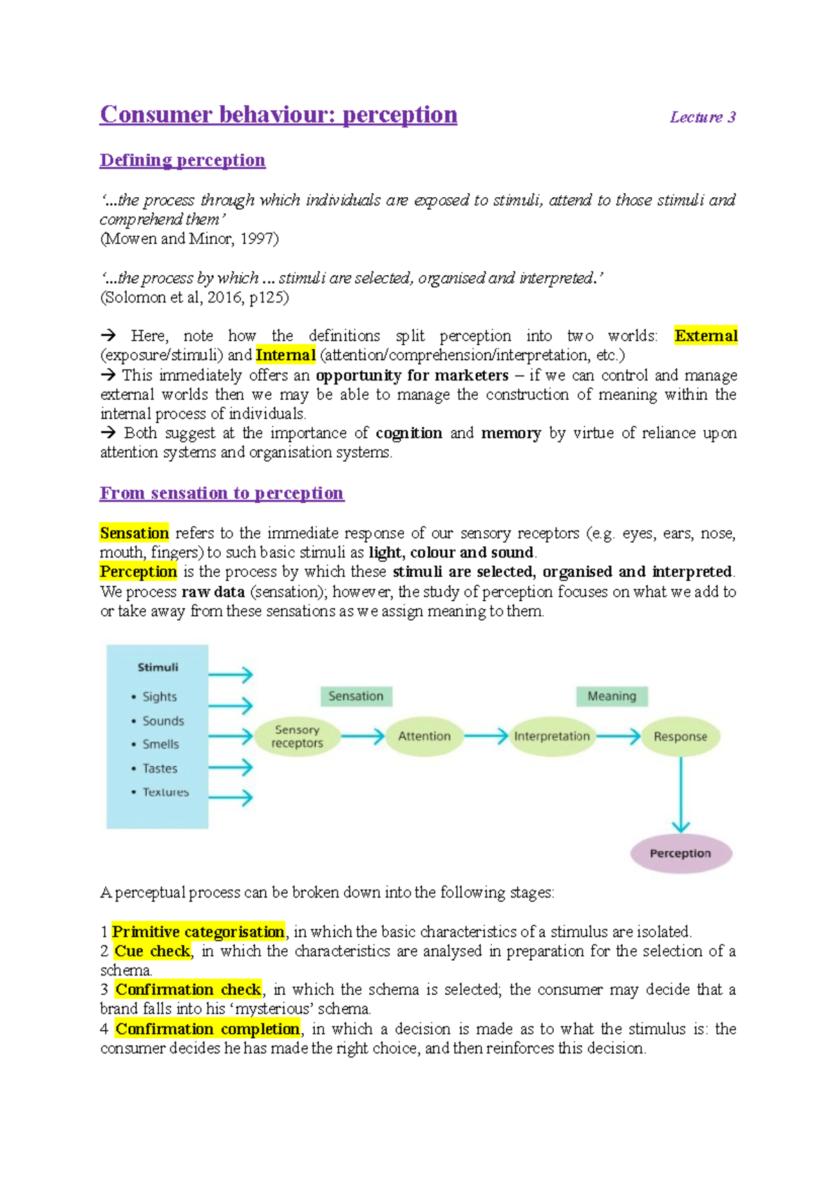 Lecture 3 - Consumer behaviour: perception Lecture 3 Defining ...