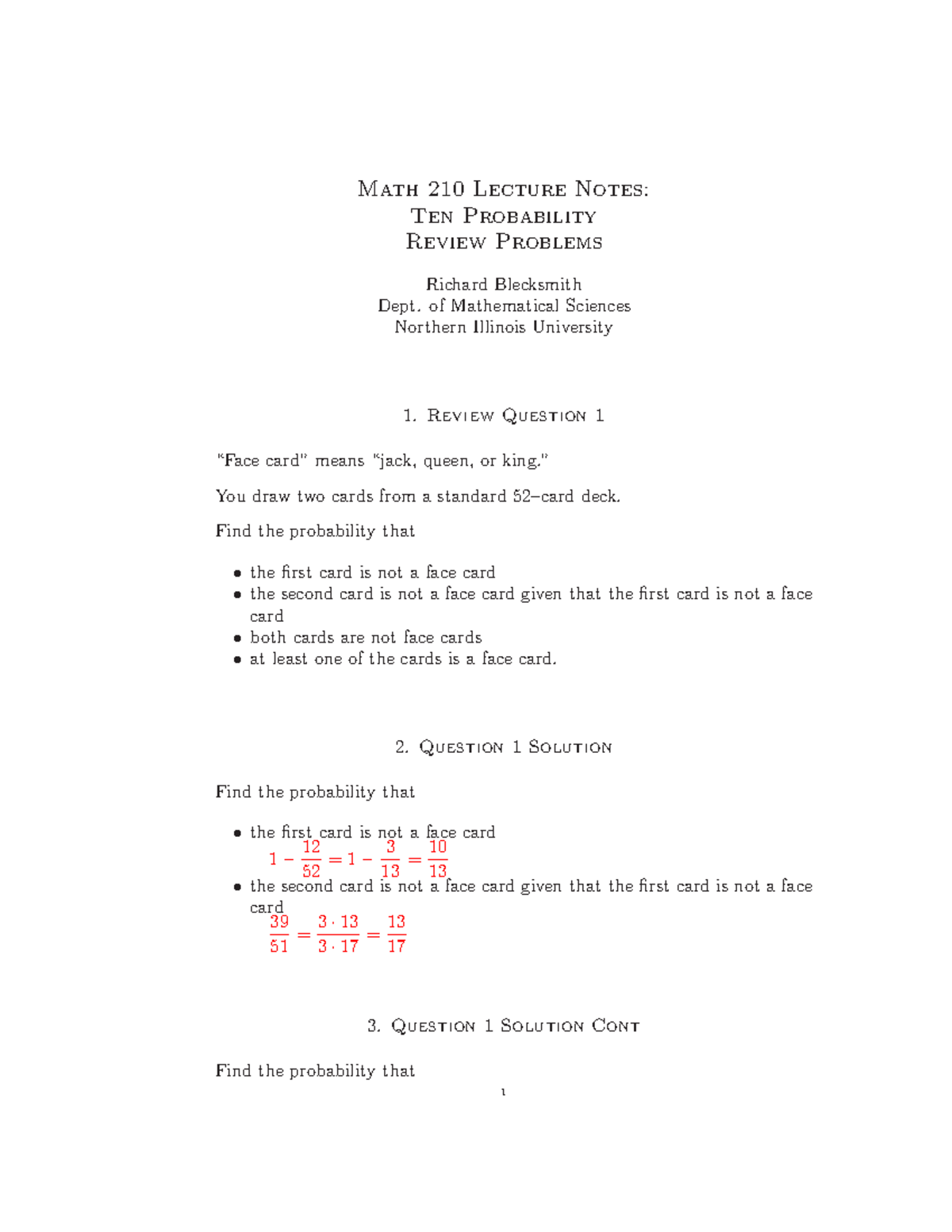 Lecture notes, lecture Ten Probability Review Problems - Math 210 ...