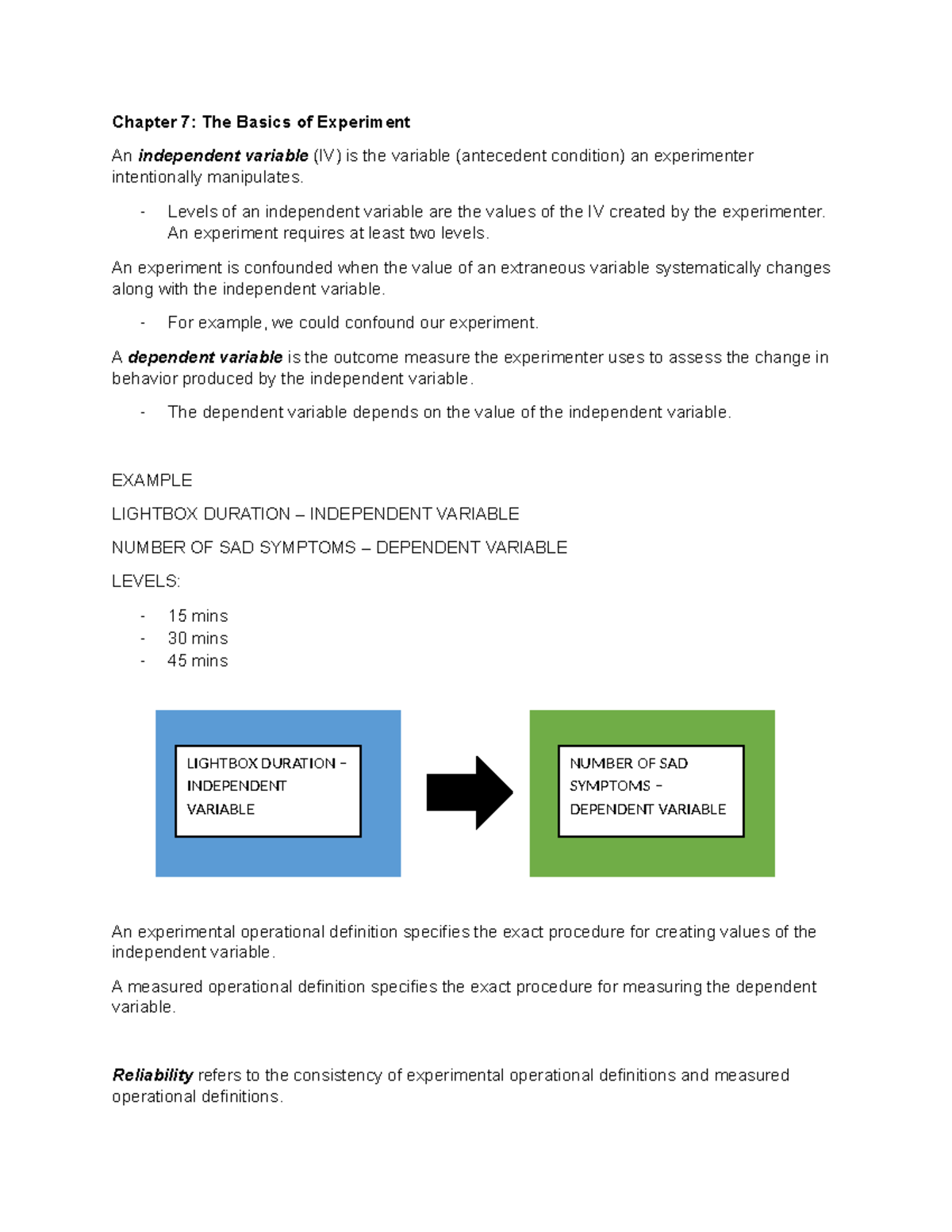 PSY119 - Chapter 7 The Basics of Experiment - Chapter 7: The Basics of ...