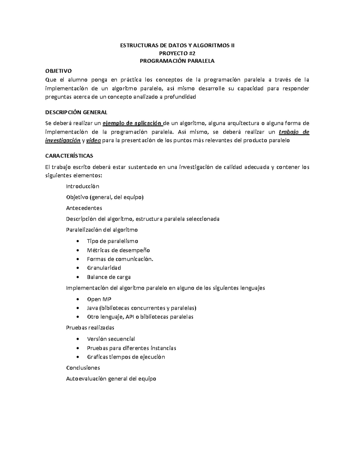 Proyecto - Programación paralela - ESTRUCTURAS DE DATOS Y ALGORITMOS II ...