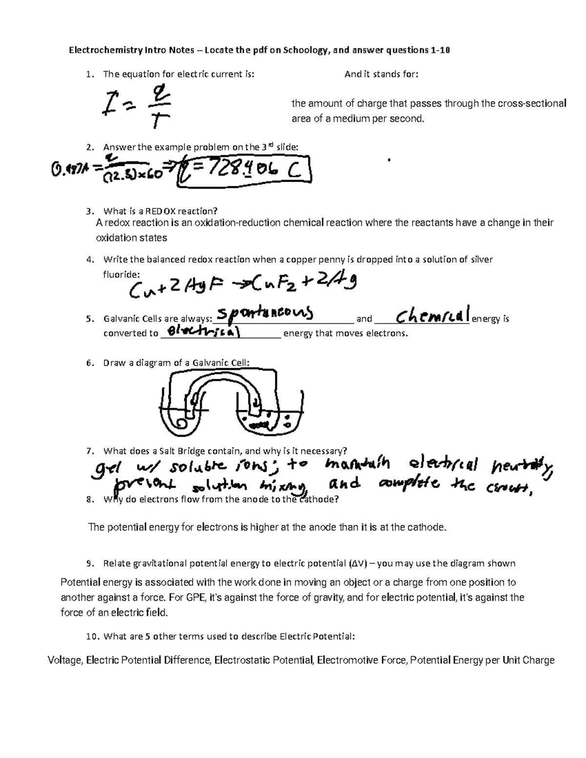 Electrochemistry Notes - Electrochemistry Intro Notes – Locate the pdf ...