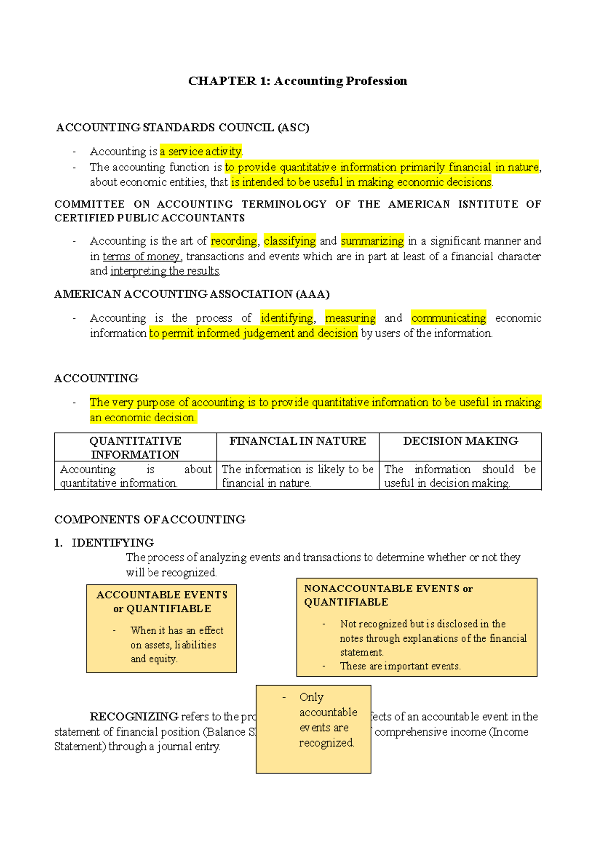Notes-in-CFAS - CHAPTER 1: Accounting Profession ACCOUNTING STANDARDS ...
