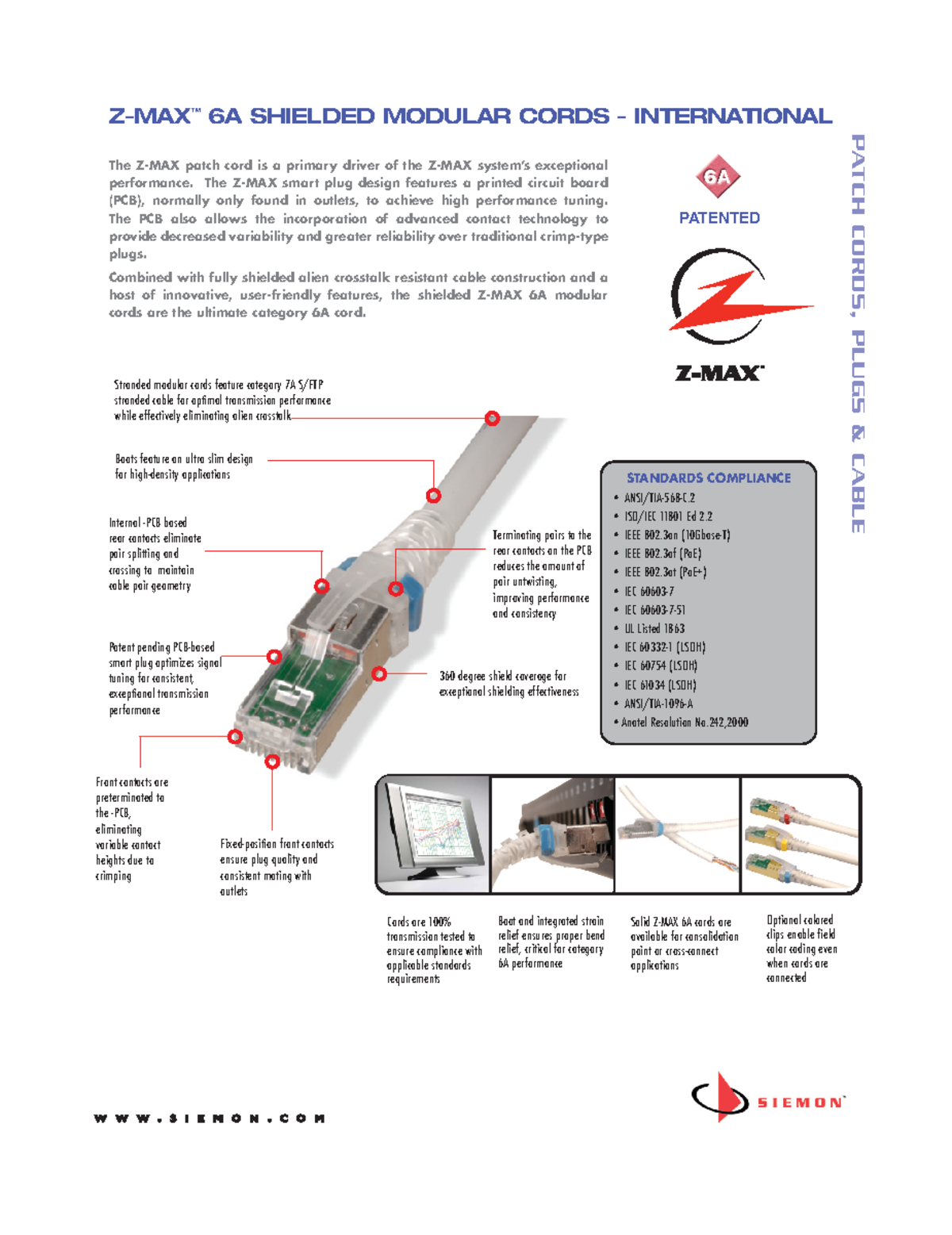 Siemon-z-max-6a-shielded-modular-cords-international spec-sheet - PATCH ...