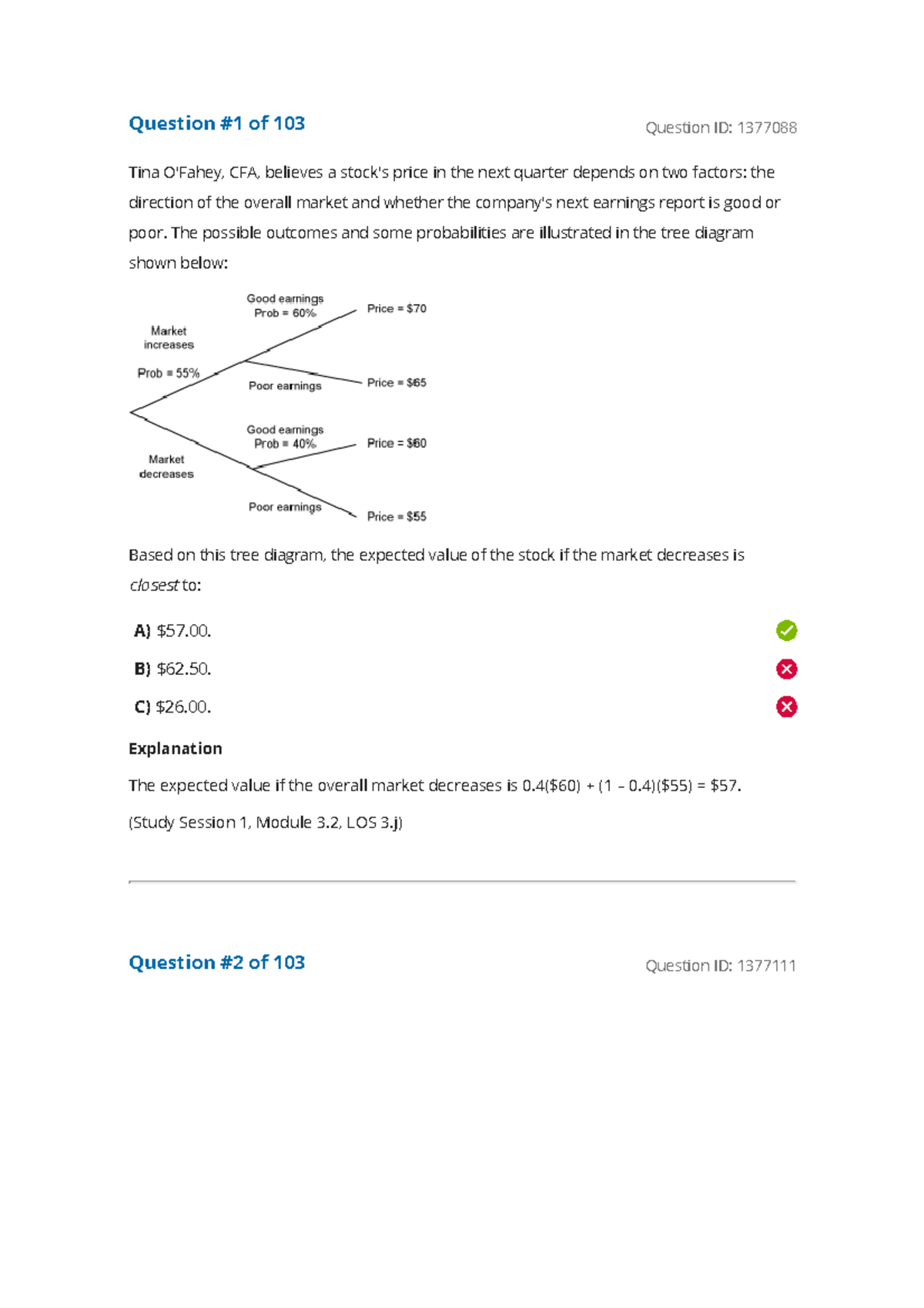 Reading 3 Probability Concepts - Answers - Question #1 of 103 Question ...