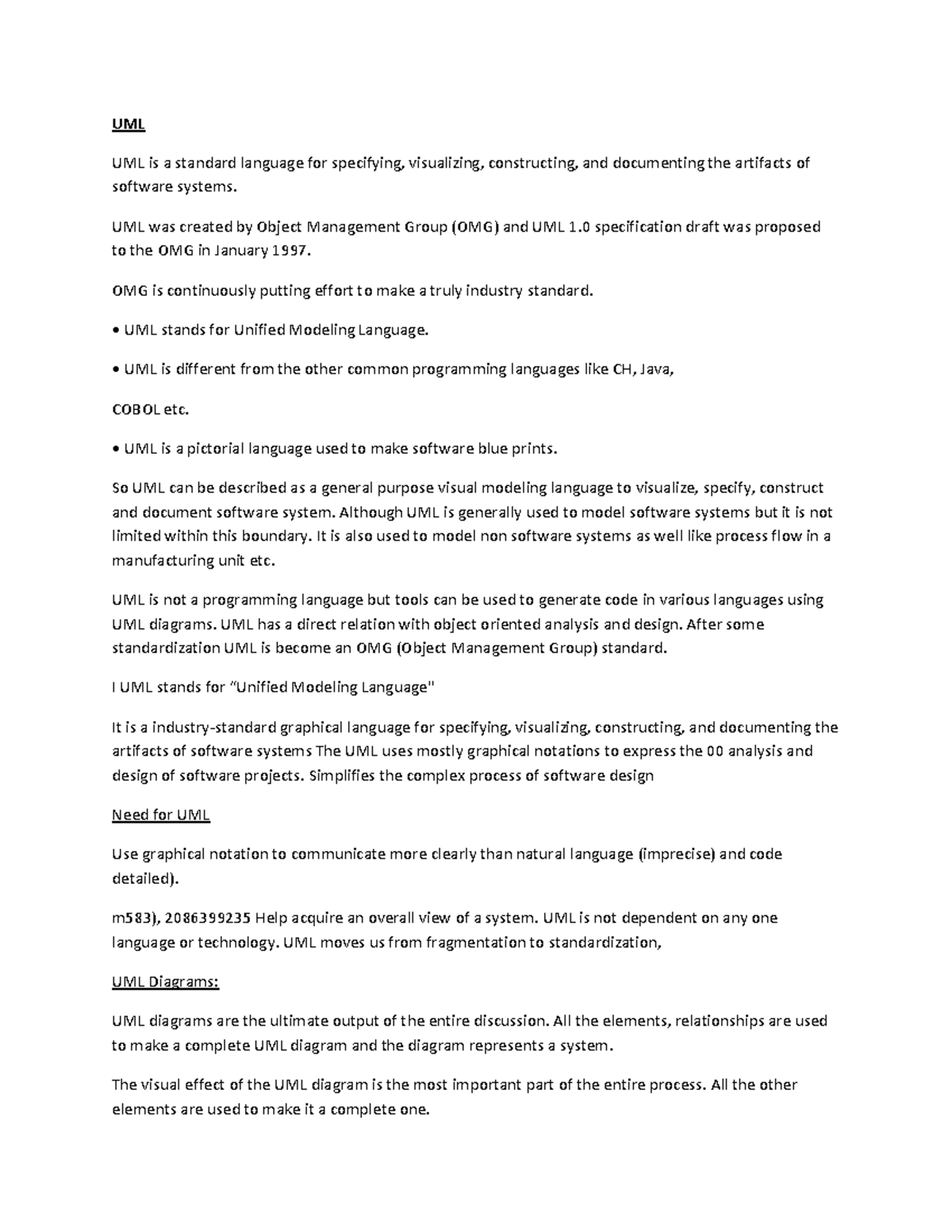 UML - UML is a standard language for specifying, visualizing ...